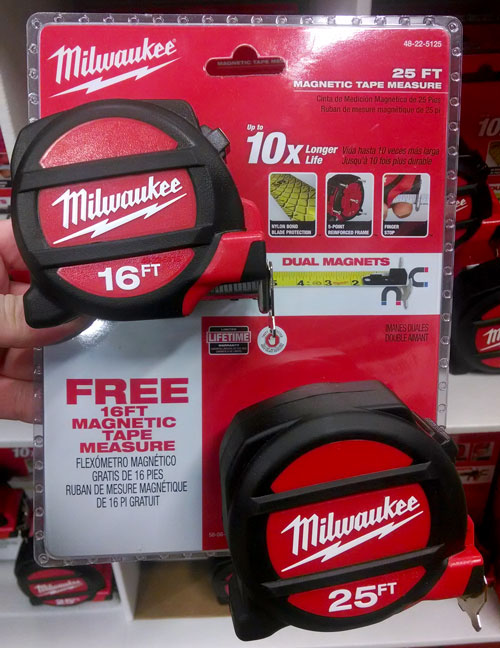 HOT Deal: Buy a Milwaukee Tape Measure (25′), Get One (16′) Free!