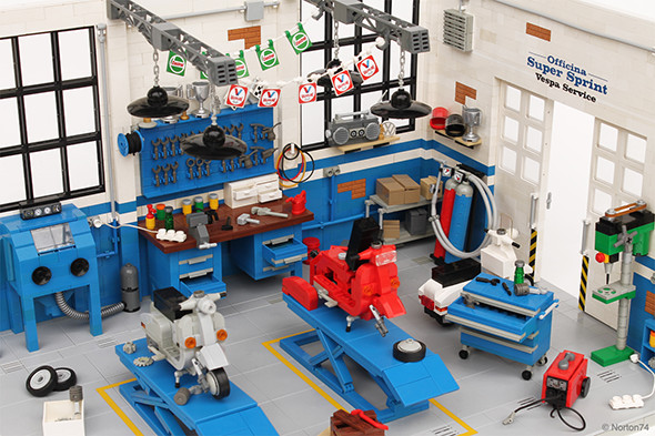 Check out These Incredibly Detailed LEGO Auto Garage and Scooter ...