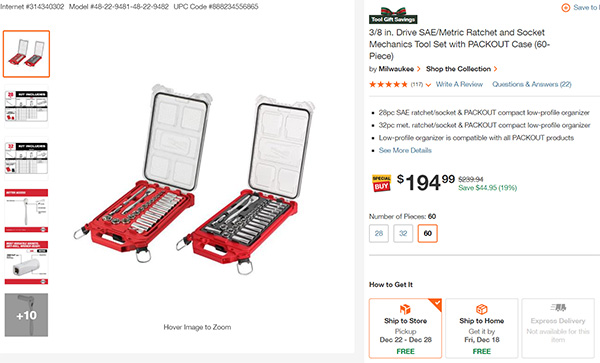 Milwaukee 3/8″ Socket Sets and Packout Cases Combo Deal